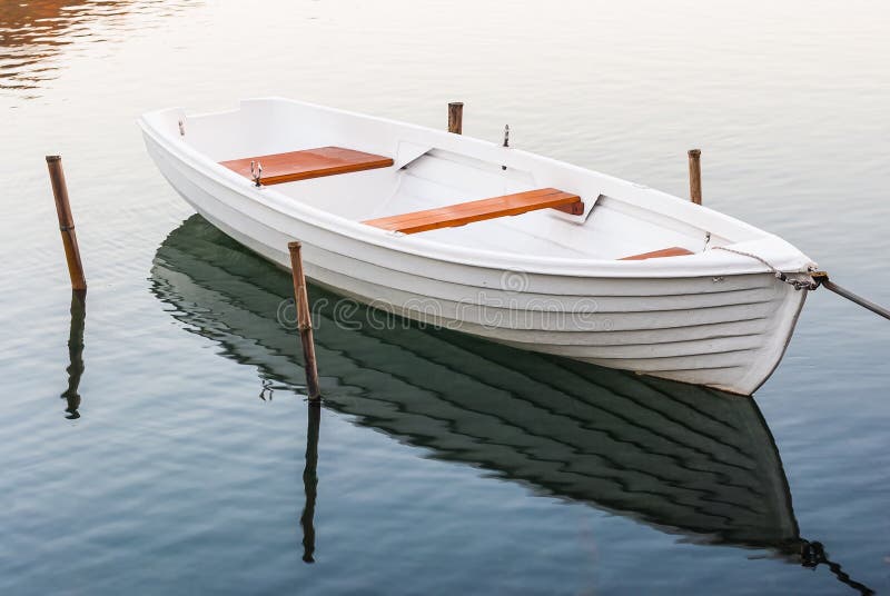White Row Boat In The River Stock Photo - Image of lake, rowboat: 64350592