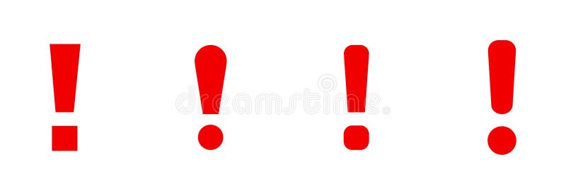 Row of Bold Red Exclamation Marks in Different Styles Stock Vector ...