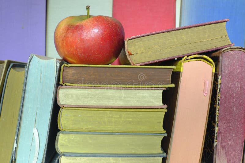Row of Books with an Apple,Back To School,education,knowledge and ...