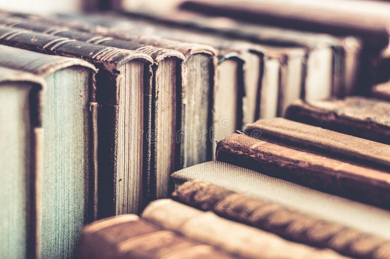 Old Books Background. Stack of Books in a Row. Stock Image - Image of ...