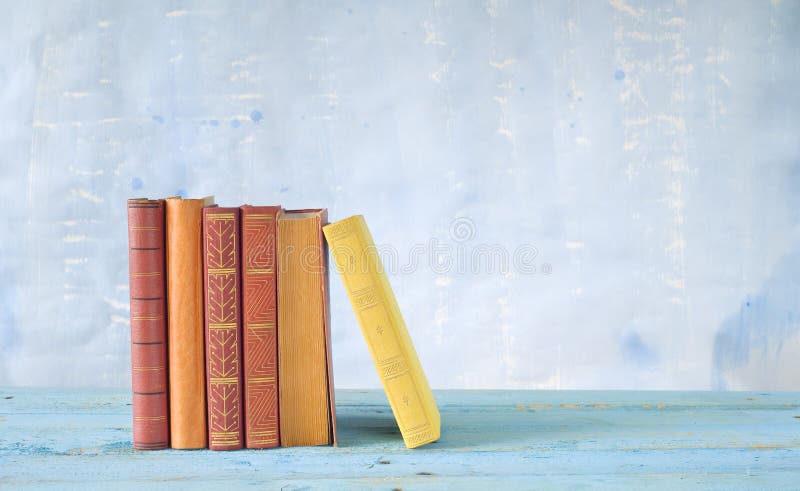 Row of Books,blue Background Stock Image - Image of interior, bookshelf ...