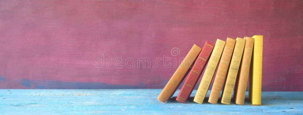 Row of books, panorama, stock image. Image of knowledge - 102073955
