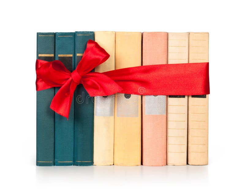Row Books with Ribbon Like a Gift I Stock Photo - Image of give, banner ...