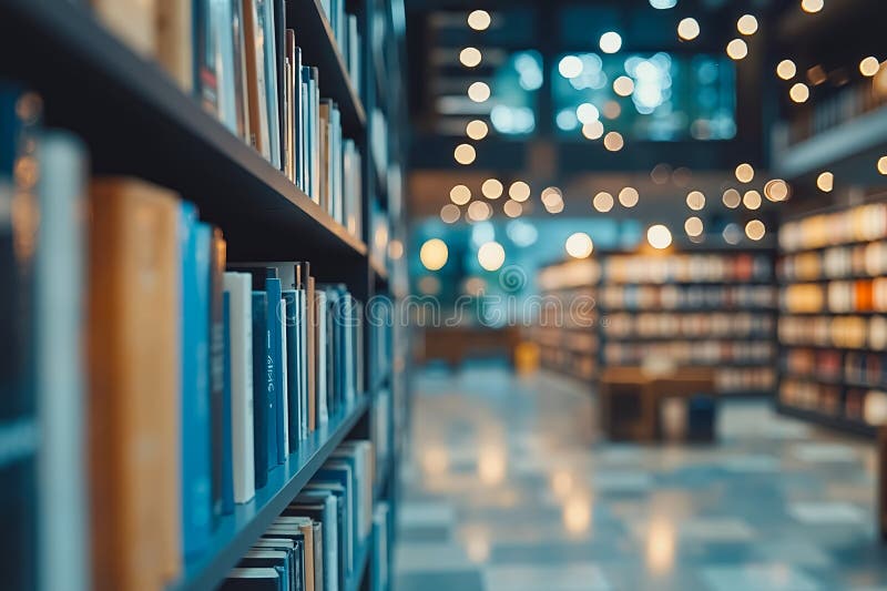 A Row of Books on a Shelf in a Library Stock Image - Image of room ...