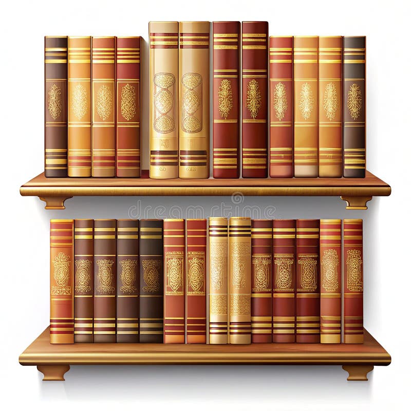 Row of Books on Shelf in Library Stock Illustration - Illustration of ...