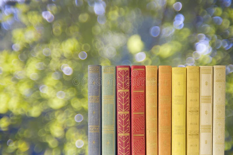 Row Books W Nature Background Stock Photos - Free & Royalty-Free Stock ...