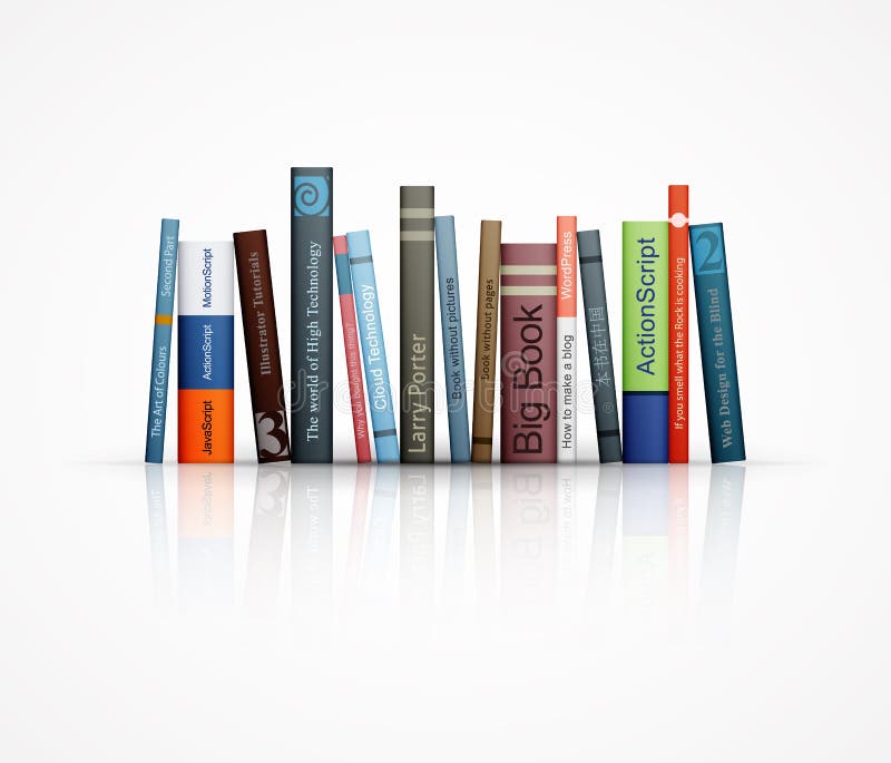 Books in a Row on White Background Stock Vector - Illustration of ...