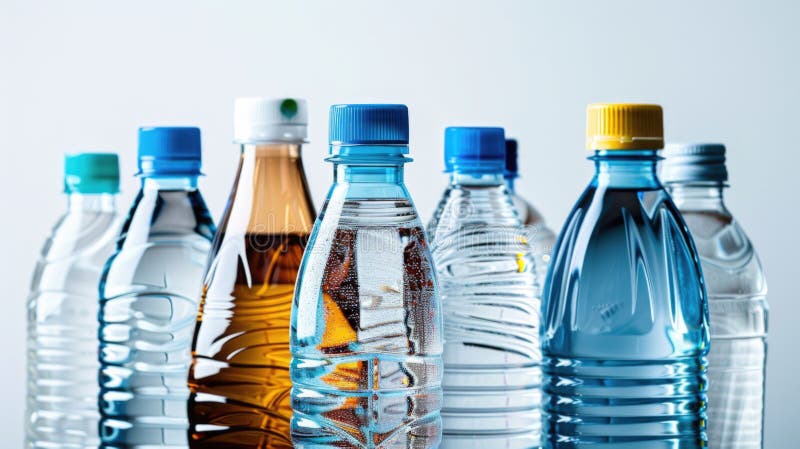 A Row of Bottled Water Bottles. Perfect for Hydration Concepts Stock ...