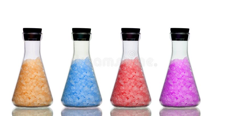 Row of Bottles of Bath Salts Stock Photo - Image of fragil, colorful ...