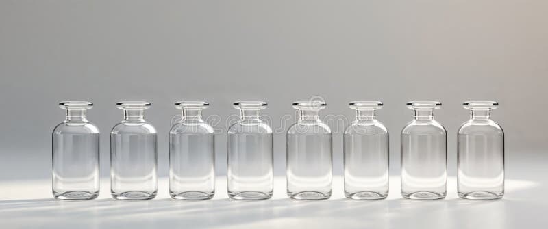 A Row of Bottles with a Clear Liquid Inside Stock Image - Image of ...