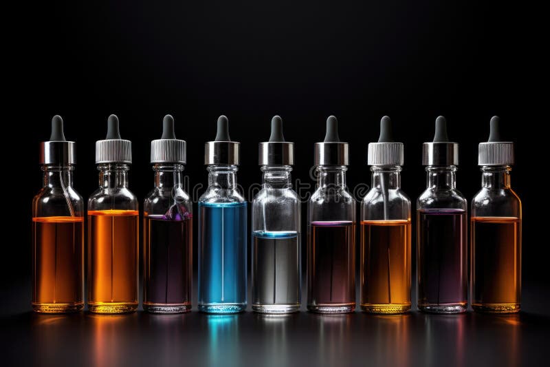 Row of Bottles with Different Liquids, Versatile for Various Projects ...