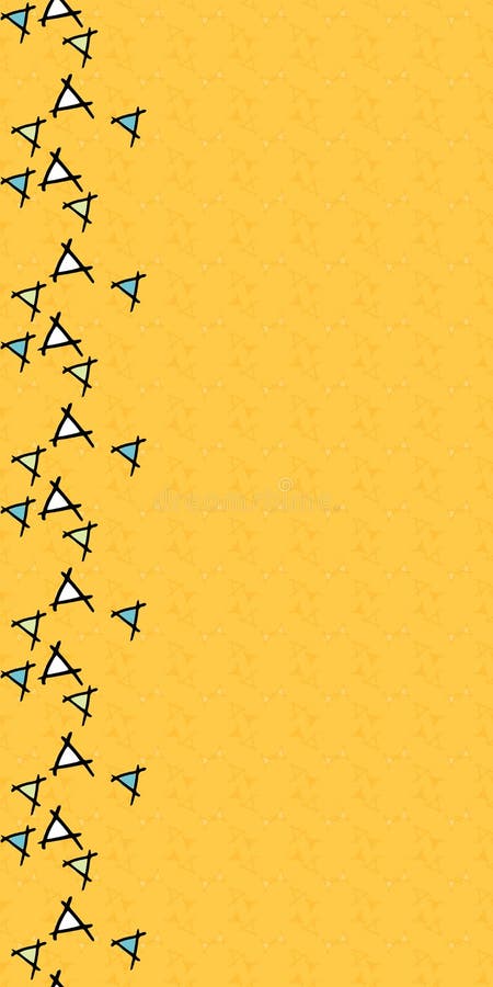 Row of Bouncing Triangles Vertical Border with Yellow Background Hand ...
