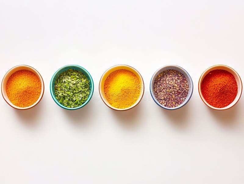 A Row of Bowls Filled with Different Types of Spices Stock Image ...