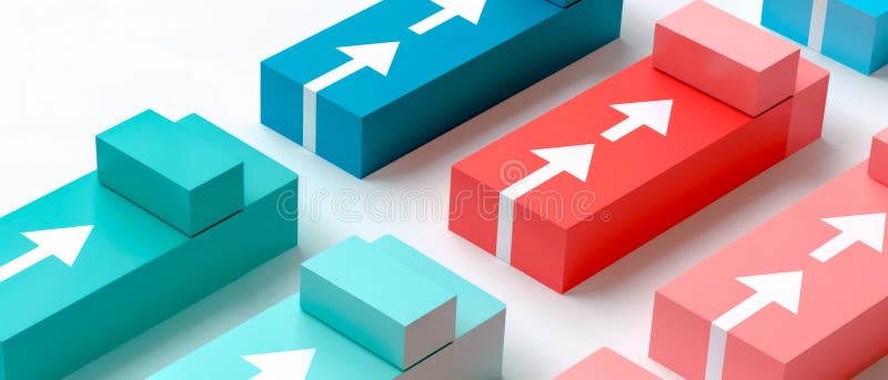 Row of Boxes with Arrows Pointing Up, Progress and Upward Movement ...