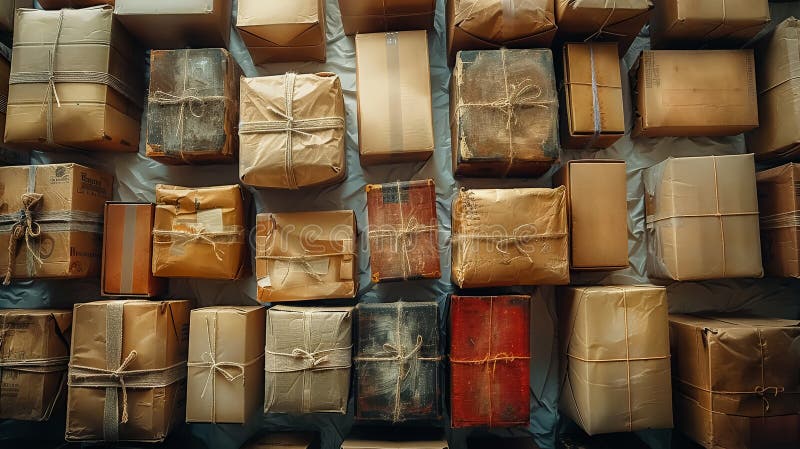 Row of Boxes with Different Colors and Sizes Stock Photo - Image of ...