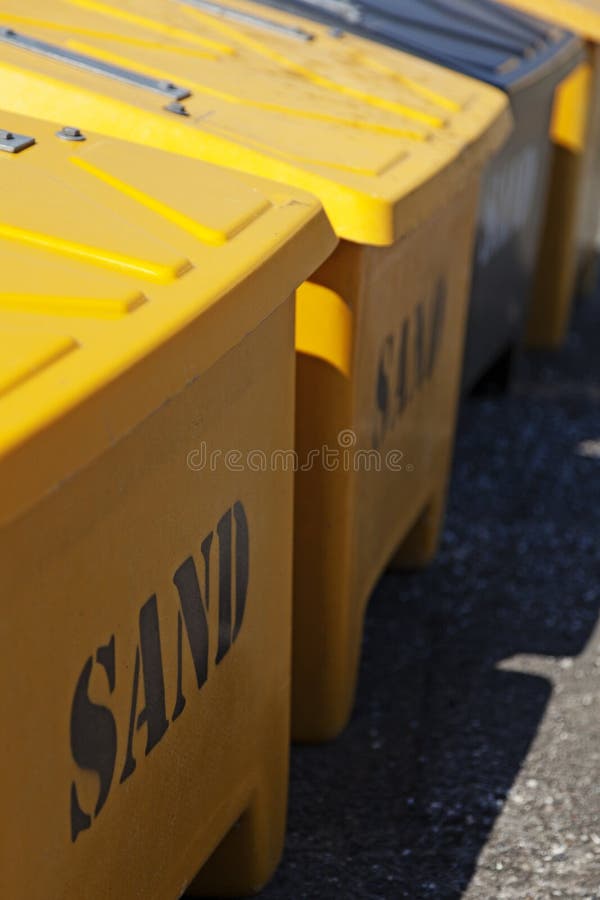 A Row of Boxes Filled with Sand for De-icing in Winter Stock Image ...