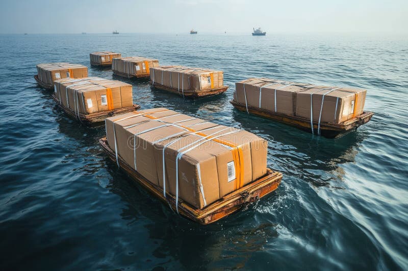 A Row of Boxes Floating on the Water Stock Photo - Image of aquaculture ...