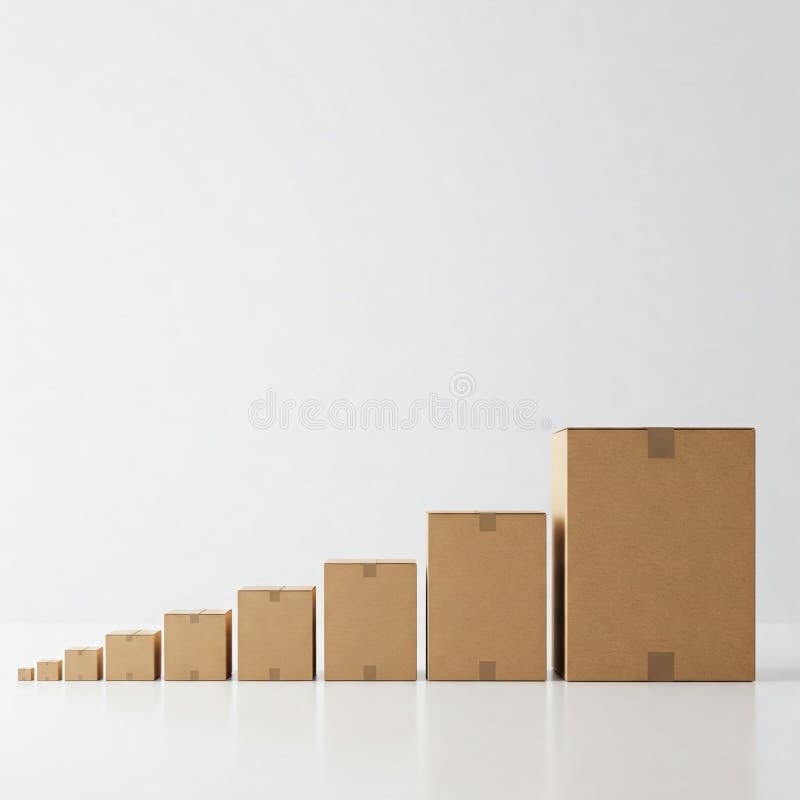 Row of Boxes Increasing in Size To Show Growth Stock Illustration ...