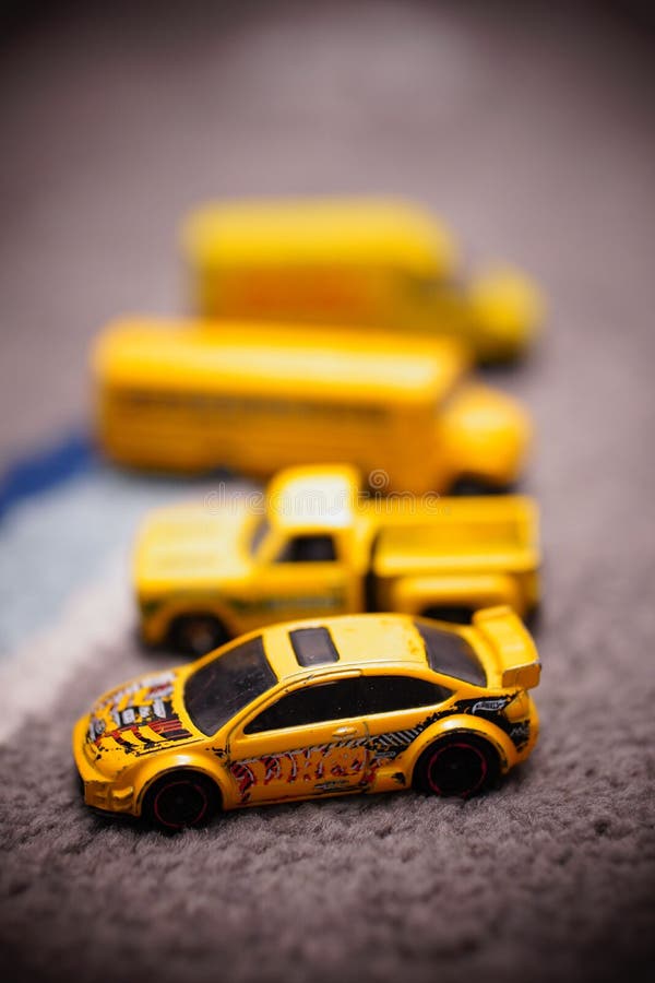 Row of Branded Toy Model Vehicles Including Hot Wheels and Siku ...