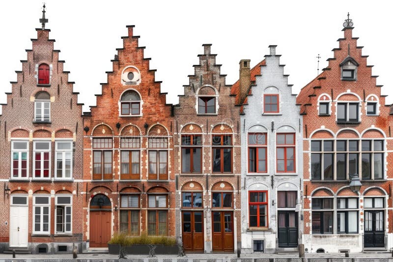 Row of Brick Buildings with a Clock Tower, Perfect for Use in ...