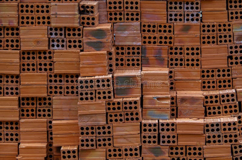 The Row of Bricks Used in Construction Works Stock Photo - Image of ...