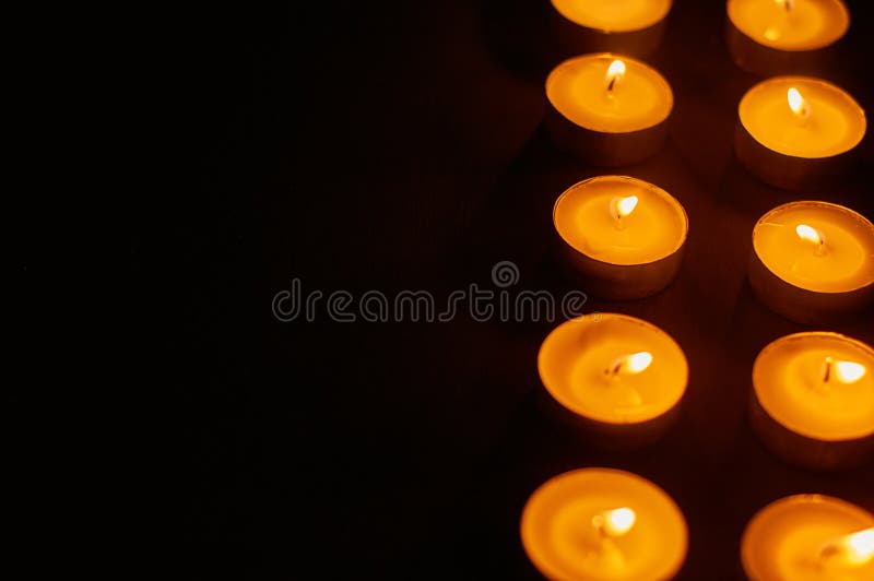 Row of Burning Circle Candles Stock Image - Image of glow, decorative ...
