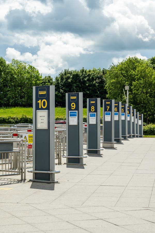 Row of Bus Stops at a Terminus Stock Photo - Image of passenger, queue ...