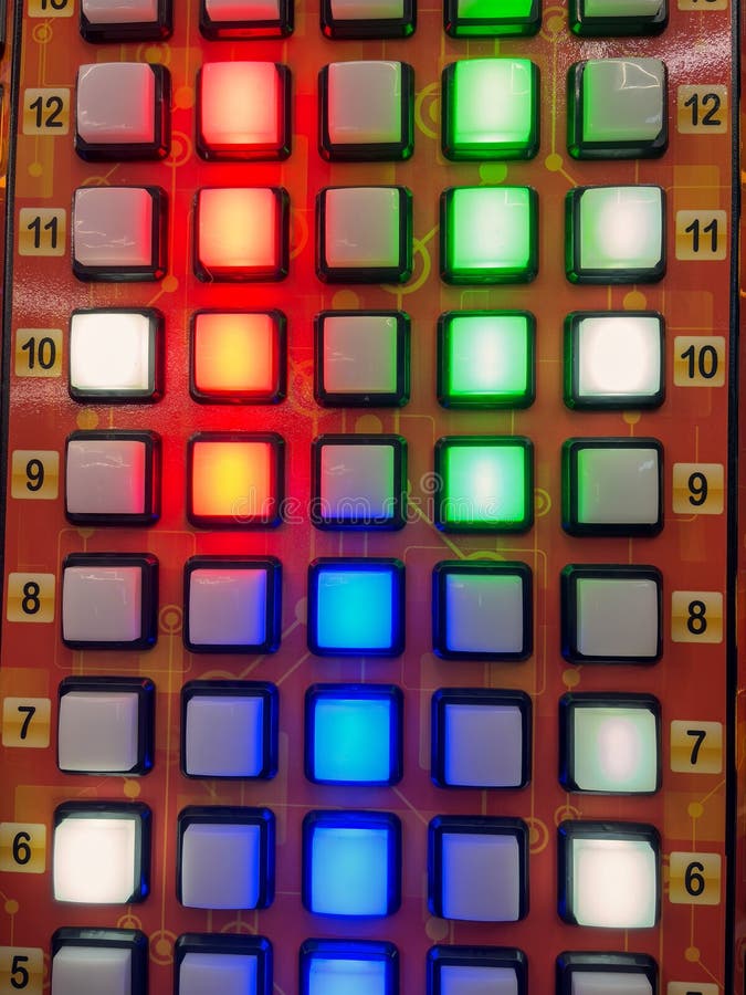 A Row of Buttons with Numbers and Colors on Them Stock Photo - Image of ...
