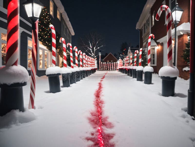 A Row of Candy Canes. Generative AI Stock Illustration - Illustration ...