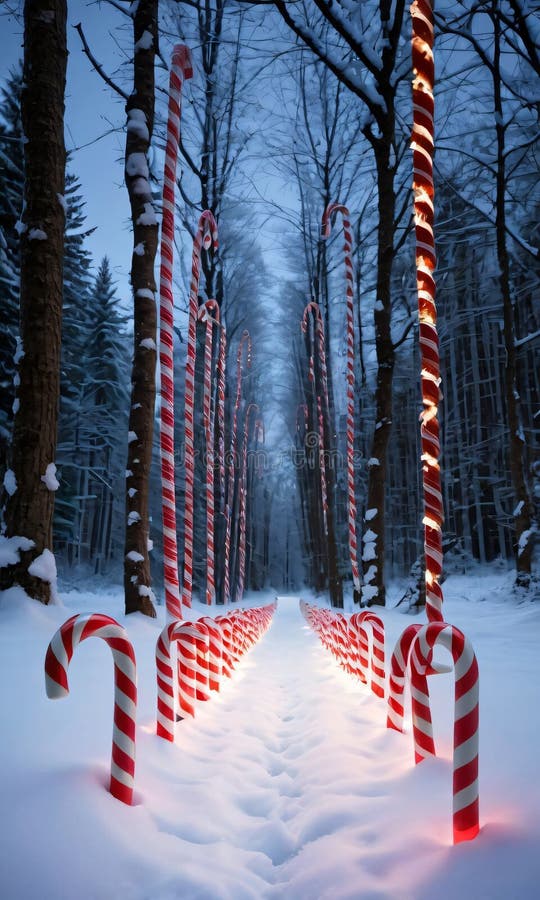 A Row of Candy Canes. Generative AI Stock Illustration - Illustration ...