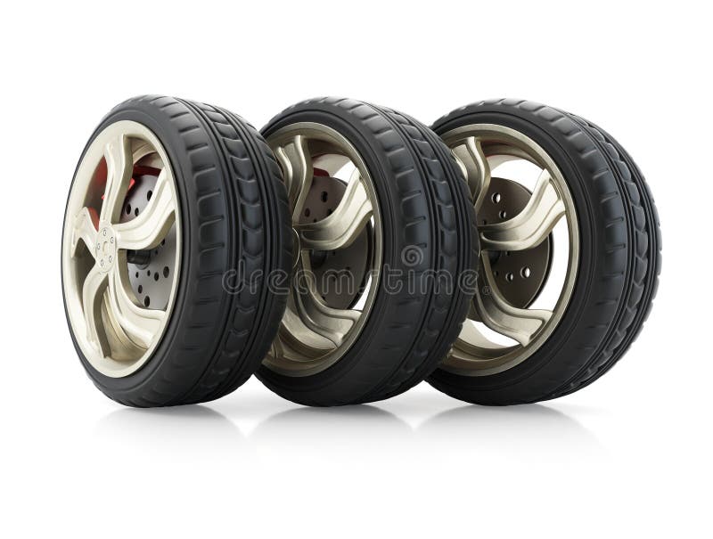 Row of car wheels stock illustration. Illustration of tyre - 50602813