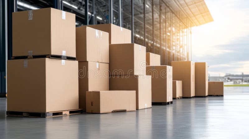 A Row of Cardboard Boxes, Ready for Moving, Storage, or Shipping Neatly ...