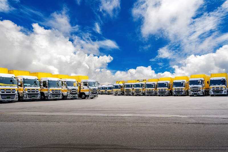 Row of Cargo Vehicles. Freight Transportation Stock Image - Image of ...