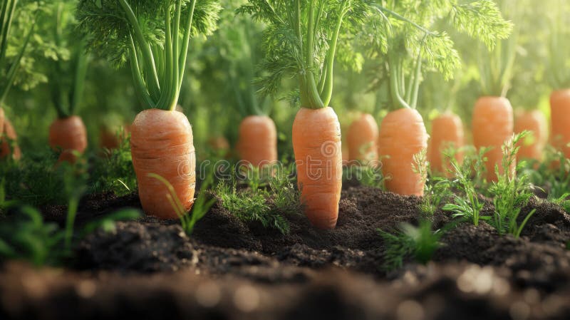 A Row of Carrots are Growing in a Field Stock Illustration ...