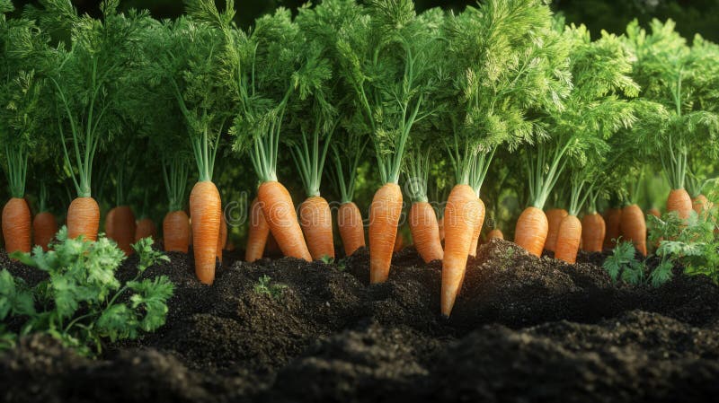 A Row of Carrots are Growing in a Field Stock Illustration ...