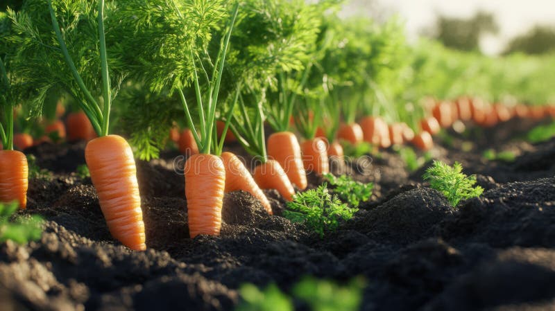 A Row of Carrots are Growing in a Field Stock Illustration ...