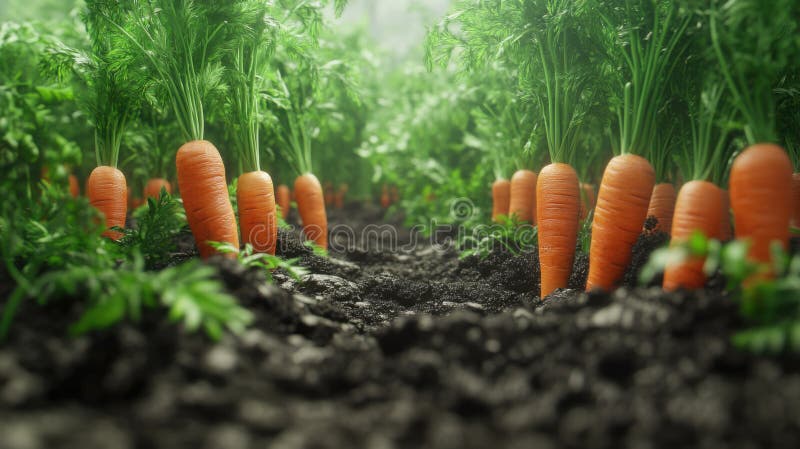 A Row of Carrots are Growing in a Field Stock Illustration ...