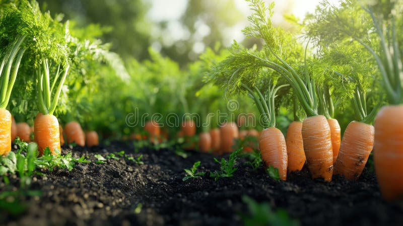 A Row of Carrots are Growing in a Field Stock Illustration ...