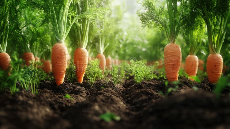 A Row of Carrots are Growing in a Field Stock Illustration ...
