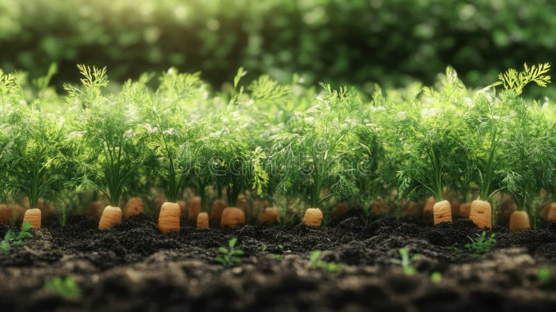 A Row of Carrots are Growing in a Field Stock Illustration ...