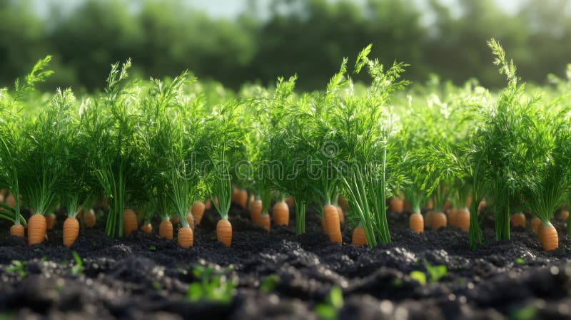 A Row of Carrots are Growing in a Field Stock Photo - Image of carrots ...