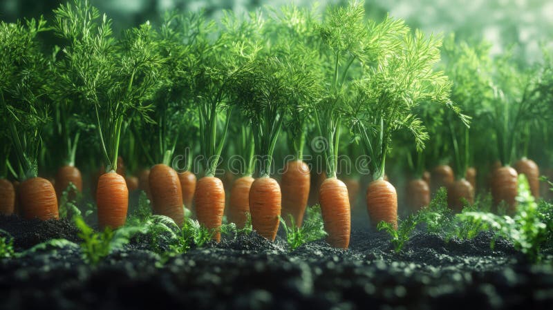 A Row of Carrots are Growing in a Field Stock Image - Image of bunch ...
