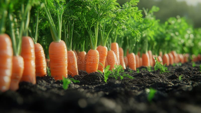 A Row of Carrots are Growing in a Field Stock Image - Image of earth ...