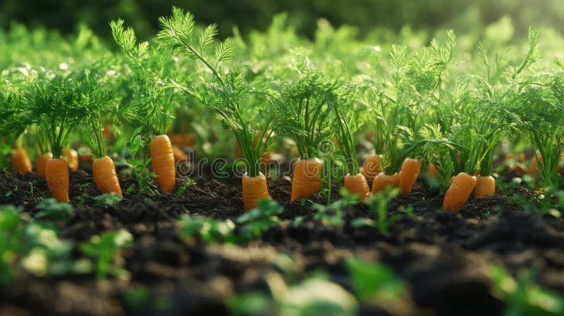 A Row of Carrots are Growing in a Field Stock Image - Image of fresh ...