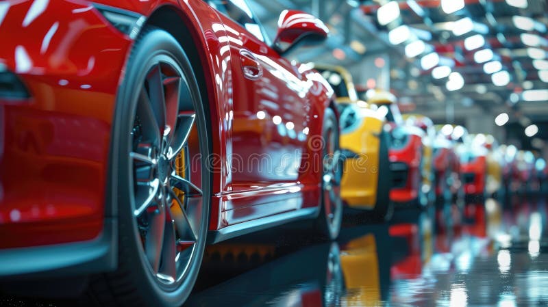 A Row of Cars are on Display in a Showroom, Generative AI Stock ...