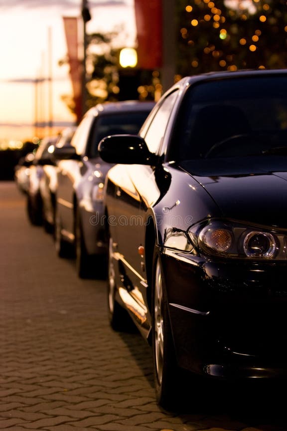Row of cars at sunset stock photo. Image of 200sx, coupe - 2800222