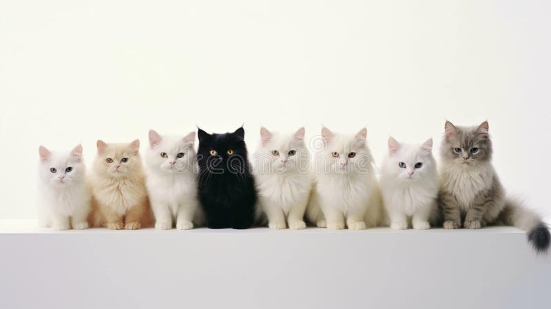 Row of Cats on a White Background Stock Illustration - Illustration of ...