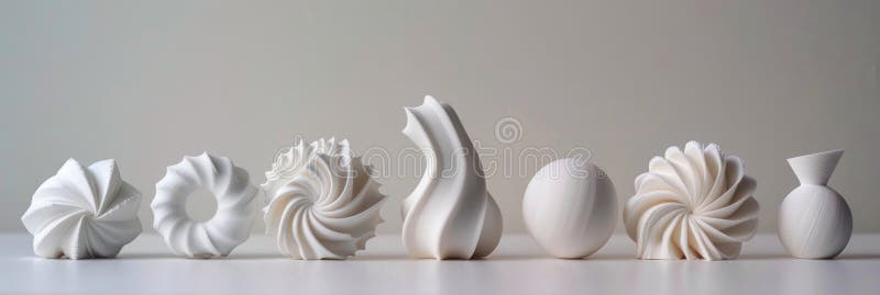 A Row of Ceramic Shapes Displayed on a Table. Stock Illustration ...