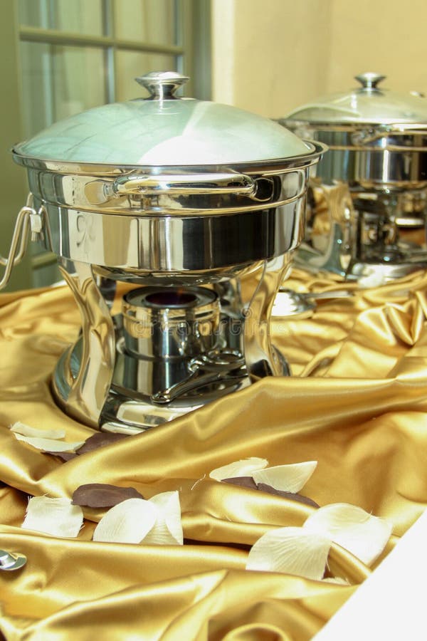 Row of chafing Dishes stock image. Image of wedding - 310176647