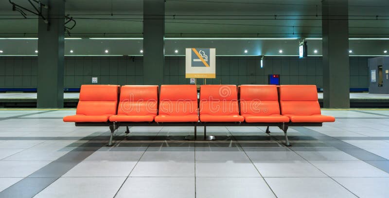 Row of Chair in the Underground Railways Station, Japan Stock Image ...